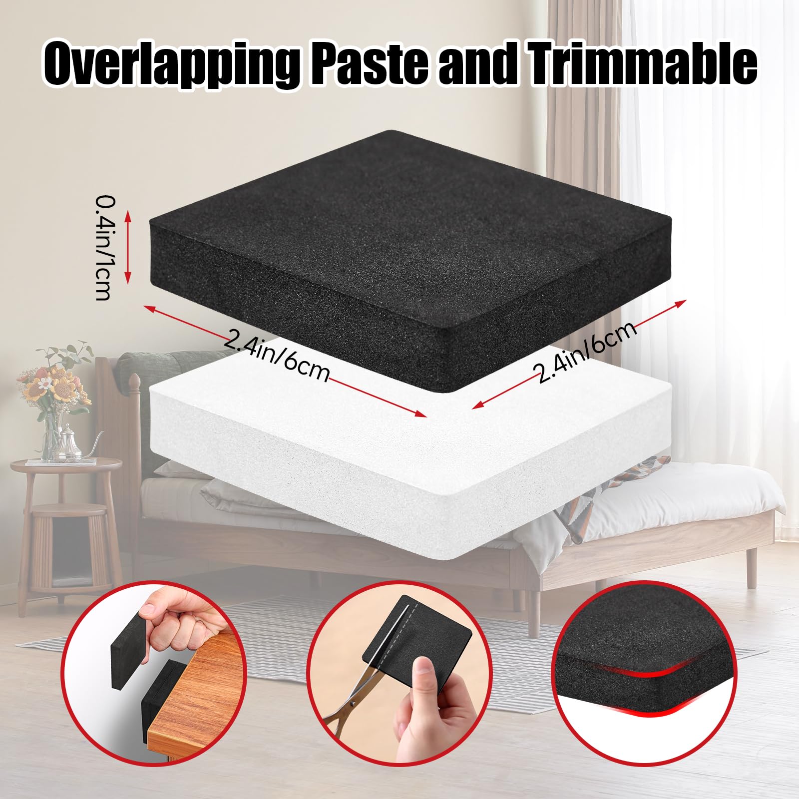 ZhouDaShu Anti Shake Headboard Stoppers for Wall,Wall Protector from Furniture,Bed Frame Noise Bumper,Anti Vibration Soundproof Pads to Prevent Hitting Wall,20 pcs Square Black and White