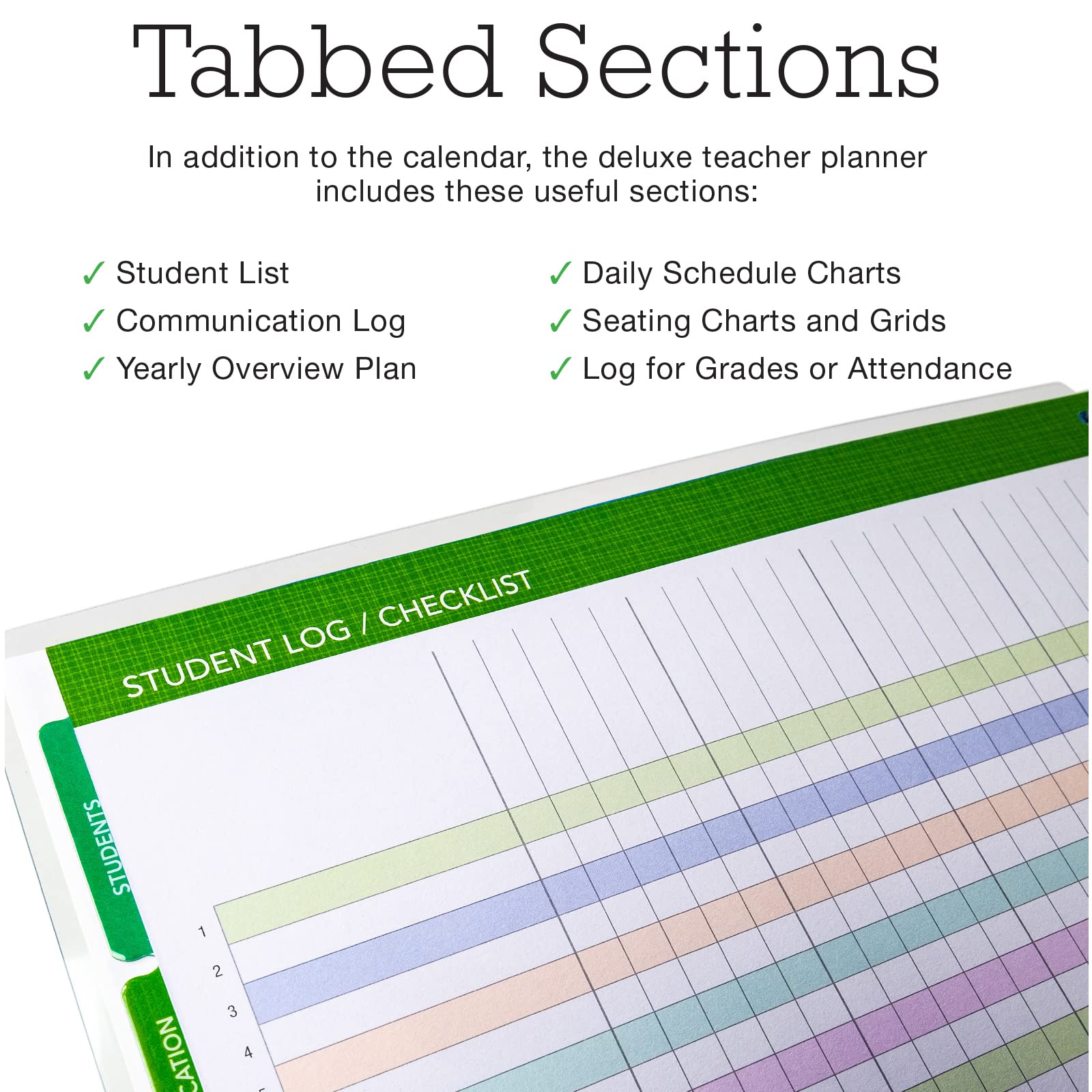 Aug 2023-Jul 2024 Deluxe Teacher Lesson Planner Notebook 8.5x11 Daily Weekly Monthly Organizers - Includes 7 Periods, Pocket Folder, Dated Calendar, Page Tabs, Bookmark, and Planning Stickers