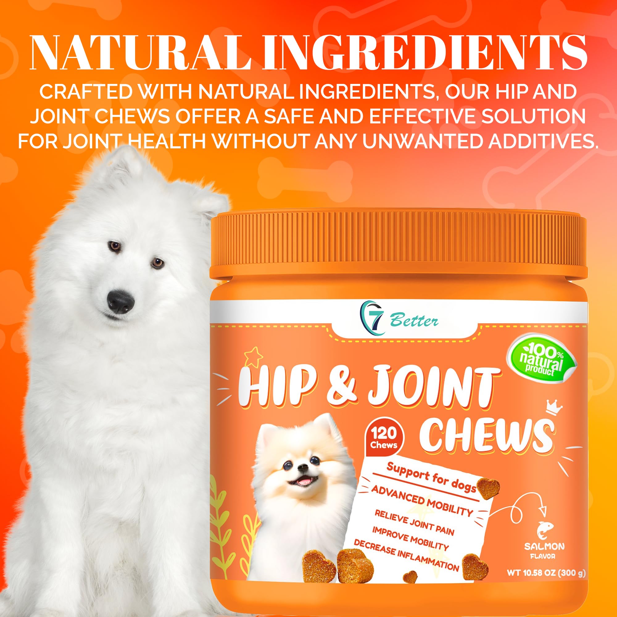 Hip and Joint Supplement for Dogs - Glucosamine for Dog Joint Supplement - with Chondroitin, MSM, Vitamins C and E for Dog Joint Relief - Mobility Bites Bacon – 120 Count