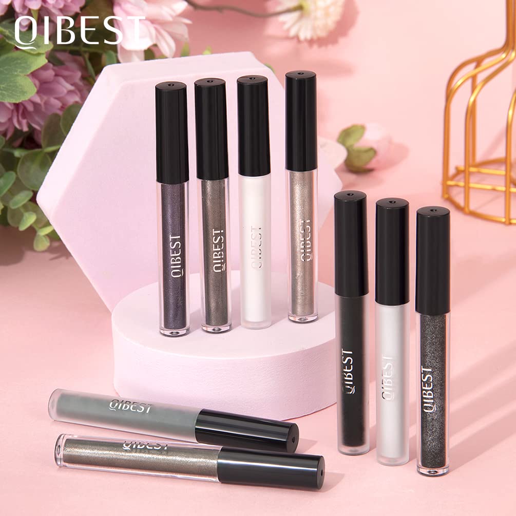 BestLand Liquid Black Smokey Gray Silver Glitter Shimmer Matte Eyeshadow Set Nude Smokey Black Make Up Eyeshadow Waterproof Quick Drying Liquid Eye Shadow Makeup (Dark Smoky)
