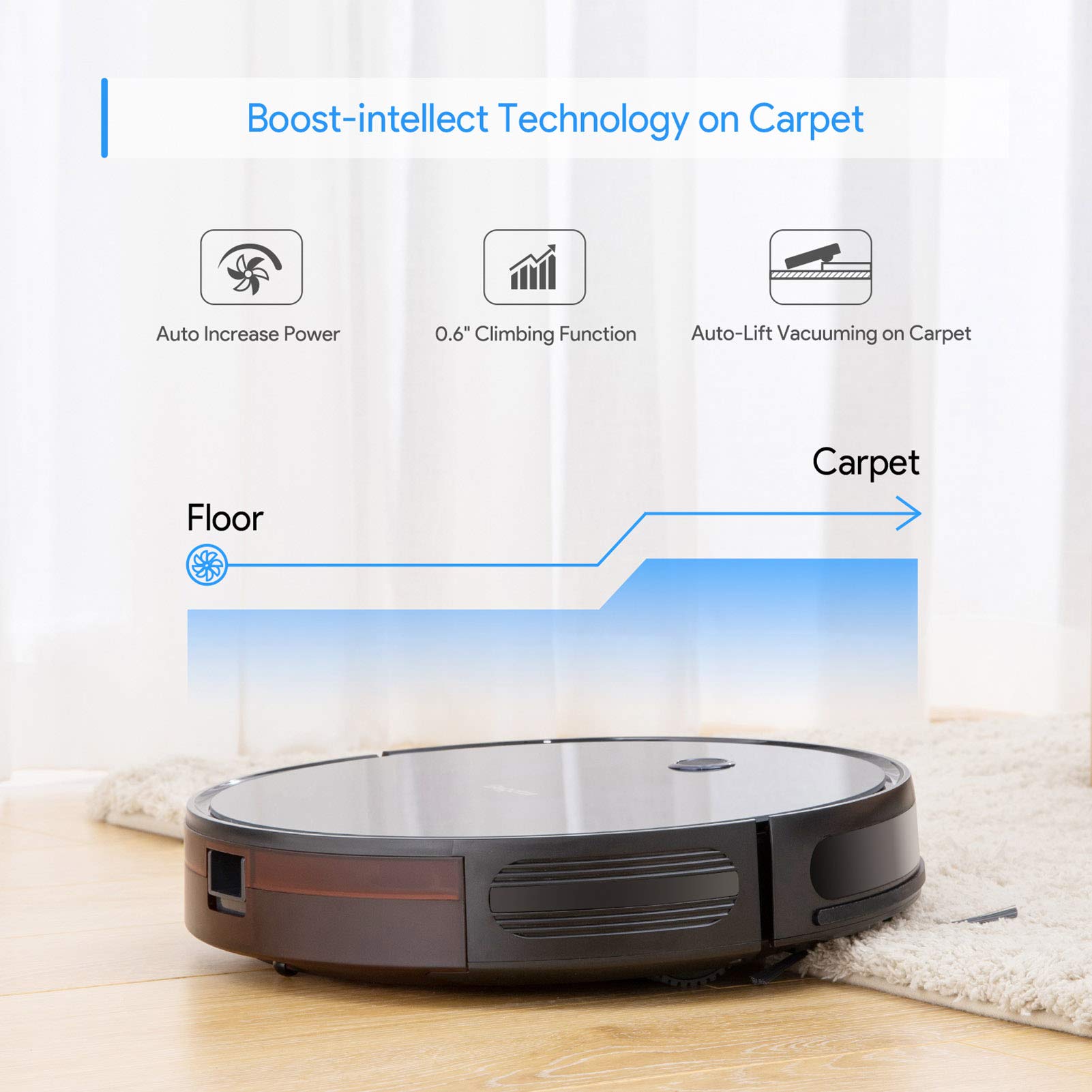 Bagotte Robot Vacuum,Upgraded 2000Pa Strong Suction Robotic Vacuum Cleaners,Automatic Carpet Boost,2.7in Thin,Super Quiet,Self-Charging with Boundary Strips,for Hardwood Floor Carpet Tile Pet Hair