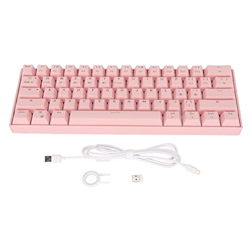 Kafuty-1 Mechanical Gaming Keyboard 60%, 61 Keys RGB Backlit Mini Ergonomic Wireless/Wired Bluetooth Keyboard, for PS4 PC Mac Gamer, Typist, Travel (Green axis)