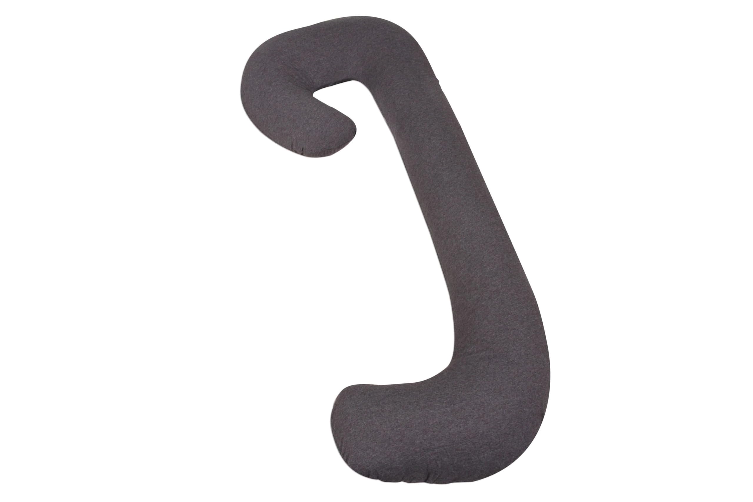 Snoogle Chic Jersey - Snoogle Total Body Pregnancy Pillow Jersey Knit Easy on-Off Zippered Cover - Charcoal