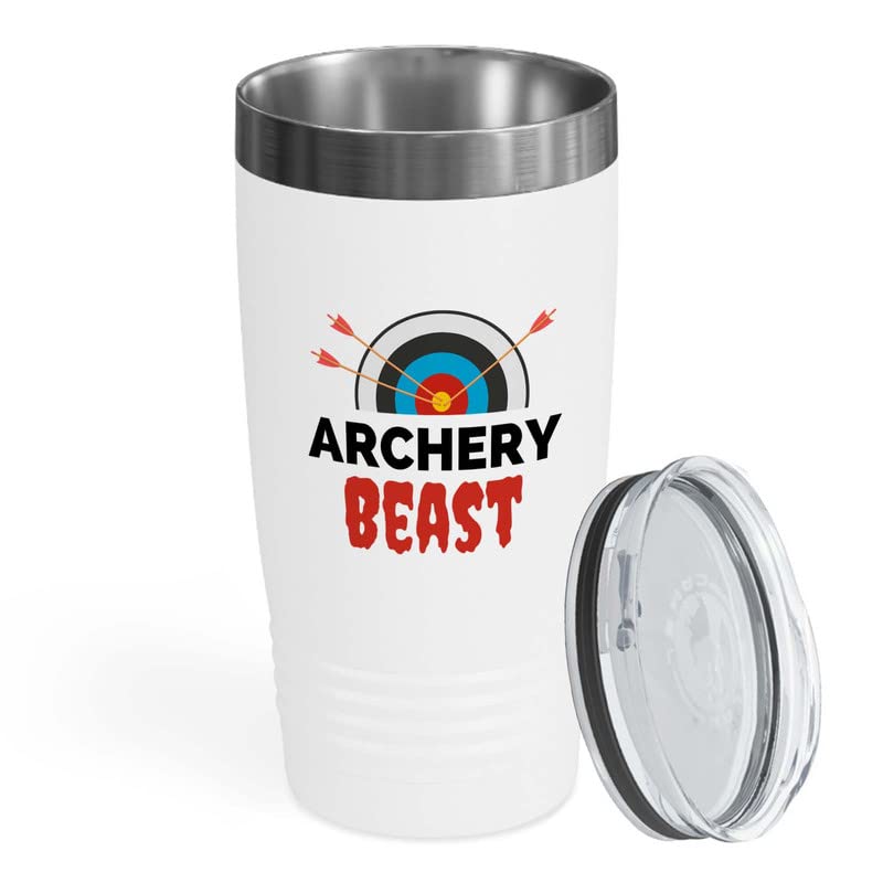 Archery White Ringneck Tumbler 20oz - Archery Bcast - Archery Shot Trainer Crossbow Compound Bow Hunting Arrow
