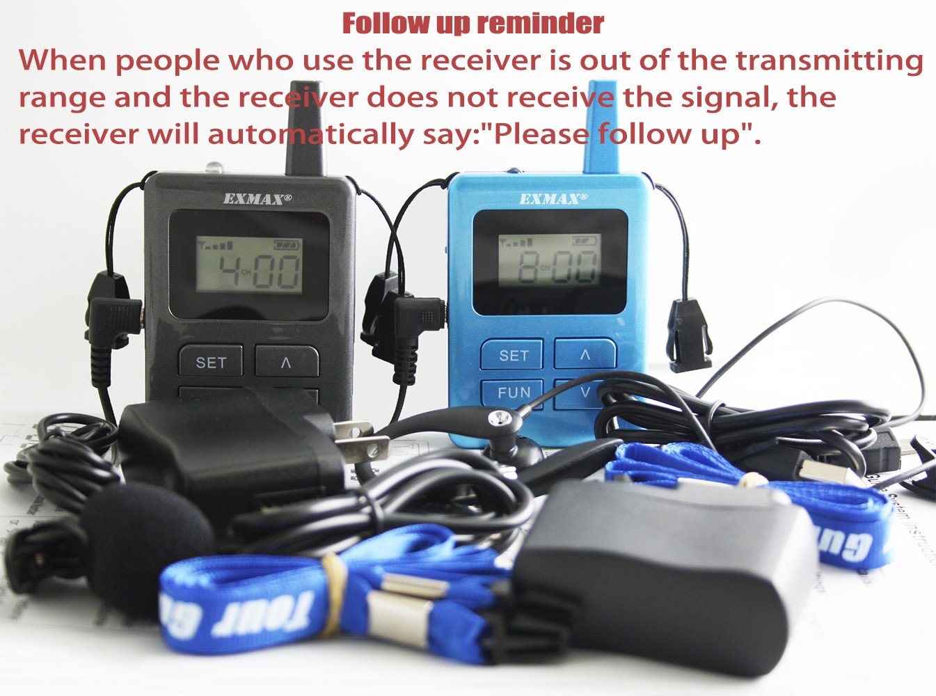 EXMAX ELGT-470 Wireless Whisper Acoustic Digital Transmission Tour Guide System 100 Channels for Tourism,Traveling,Conference,Training,Hajj,Church,Simultaneous Field,Interpretation(One Transmitter)