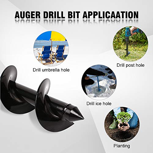 Auger Drill Bit 3" X 10" Flower Bulb Auger Rust Earth Auger Bit Auger Spiral Drill Bit for Planting Bedding Bulbs Seedlings Post or Umbrella Hole Digger for Hex Drive Drill Garden Grass Plug Plant