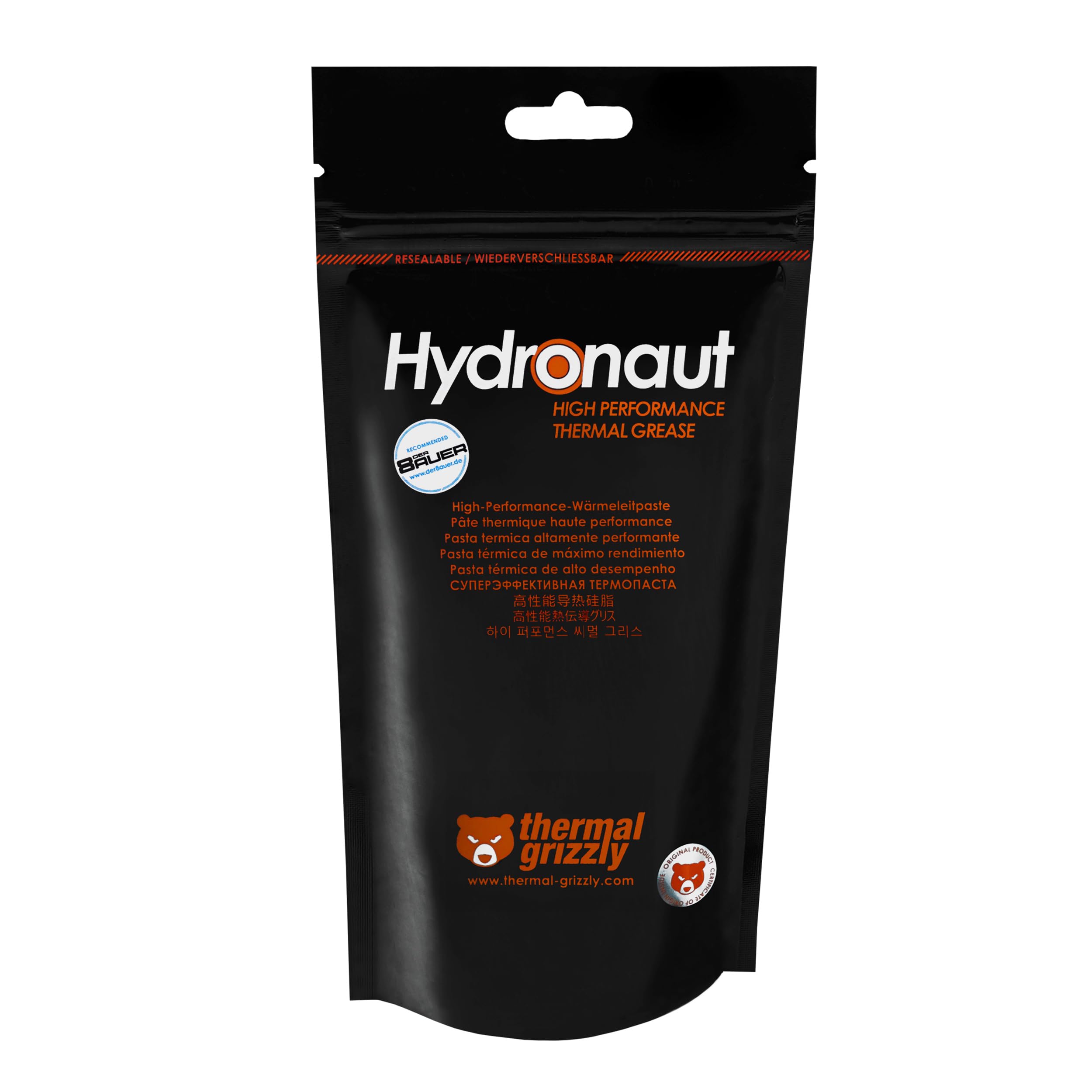 Thermal Grizzly - Hydronaut - 1 Gram - Conductive High Performance Thermal Paste - Ideal for Air and Water Cooling CPU/GPU - for Large Cooling Surfaces