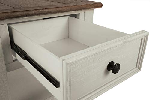 Signature Design by Ashley Bolanburg Farmhouse Square Two Tone End Table, Antique Cream