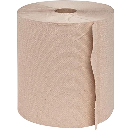 Genuine Joe - Paper Towels - Embossed Hardwound Roll Towels - Paper - 7.88" x 600' - Brown