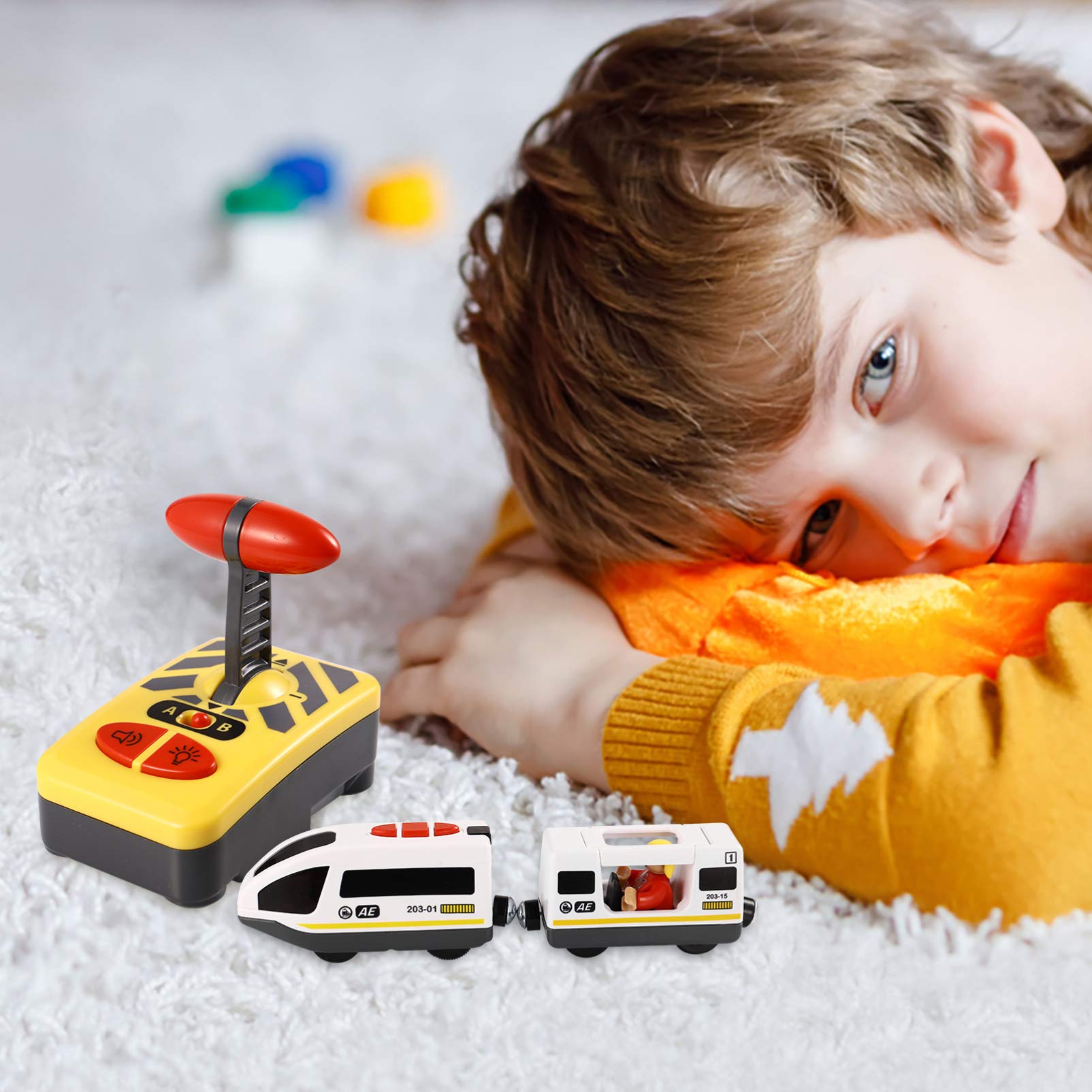 NUOBESTY Remote Control Train Engine RC Train Model Toy Electric Railway Toy for Kids Children(No Battery)