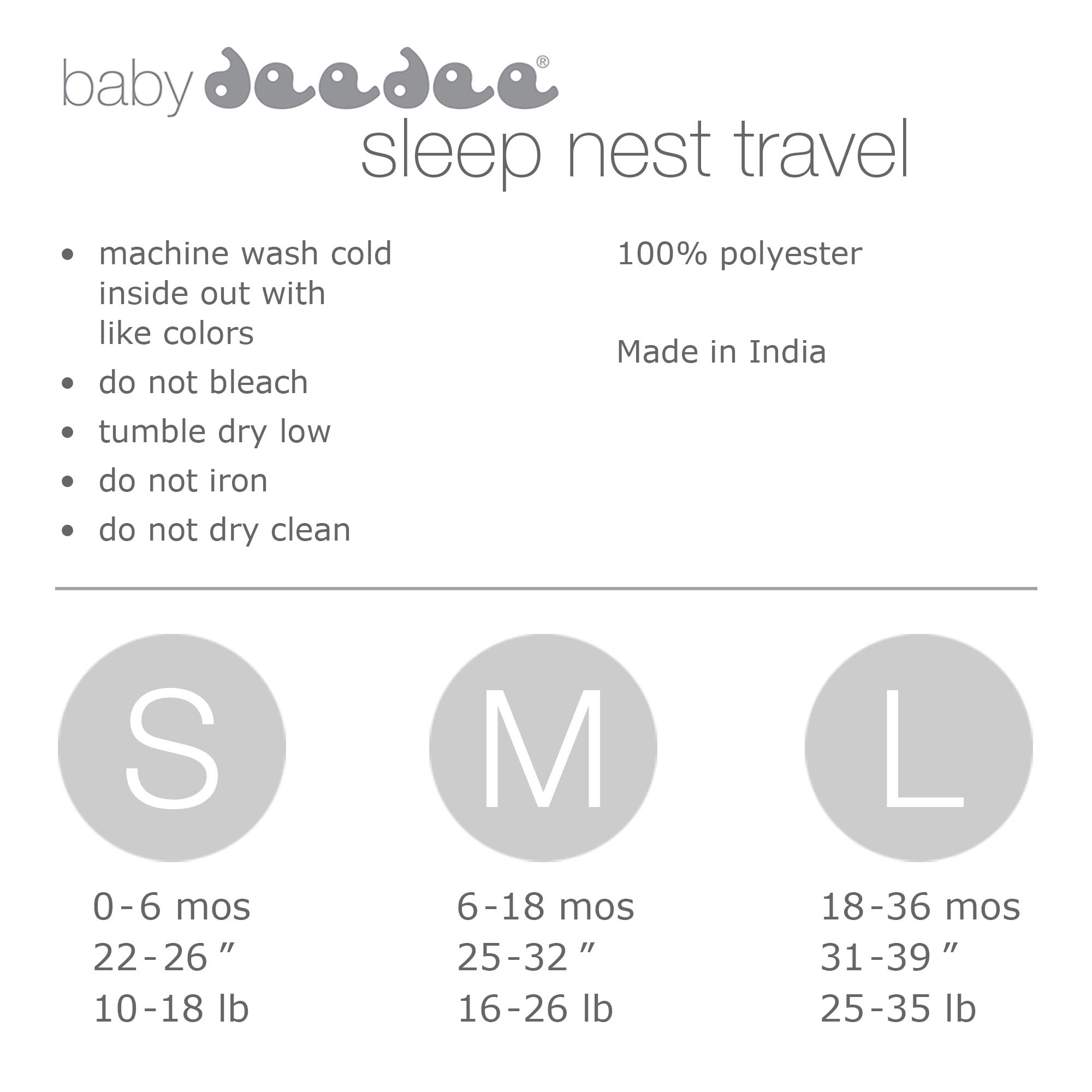baby deedee Sleep Nest Travel Quilted Baby Sleeping Bag Sack with Sleeves, Gray Skies, Medium (6-18 Months)