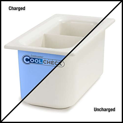 Carlisle FoodService Products Coldmaster Coolcheck Plastic Food Pans, Divided for Catering, Kitchens, Restaurants, 3.4 Quarts, White, Blue