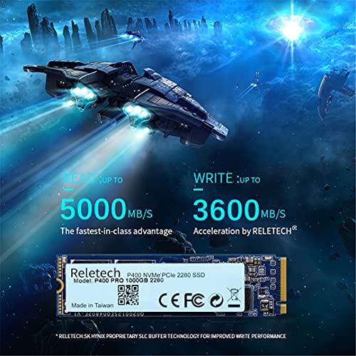 Reletech 2TB M.2 SSD, for PS5 Expansion PCIe Gen 4X4 NVMe Internal Gaming SSD Up to 5,000 MB/s PCIexpress 4.0 Solid State Drive for PC Laptop Desktop(QLC, 2TB)
