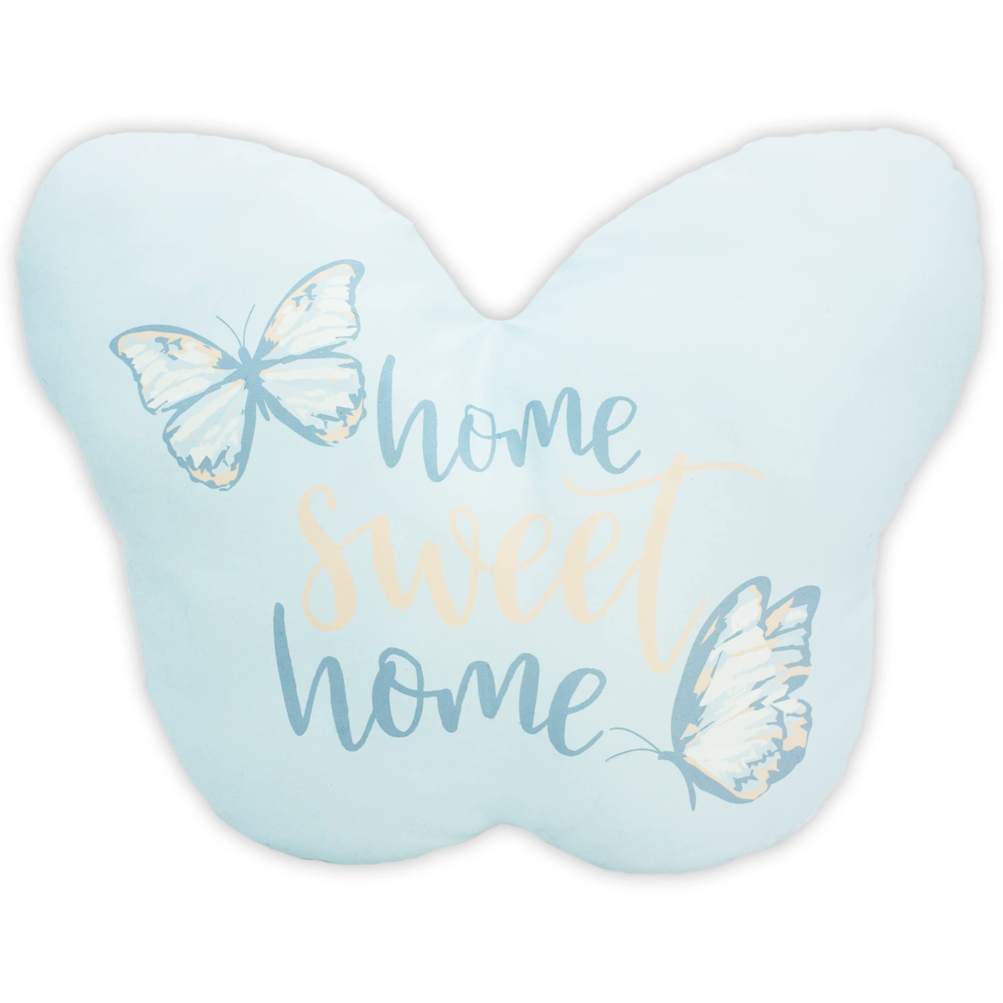 June Garden Decorative Plush Soft Cushion Butterfly Throw Pillow - 16 x 12 Inches - Blue