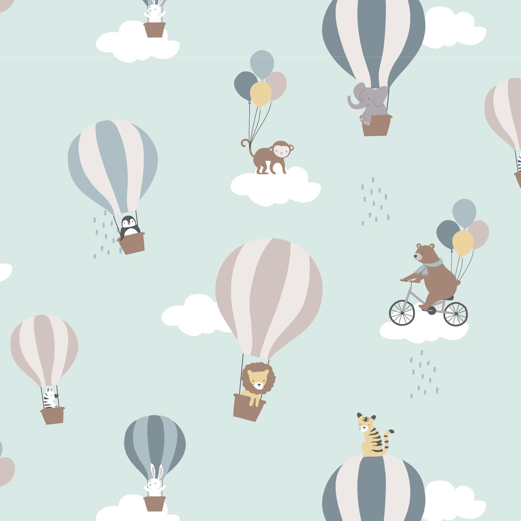 Bedtime Originals Up Up & Away Hot Air Balloon Animals Polyester Fitted Crib Sheet - Blue