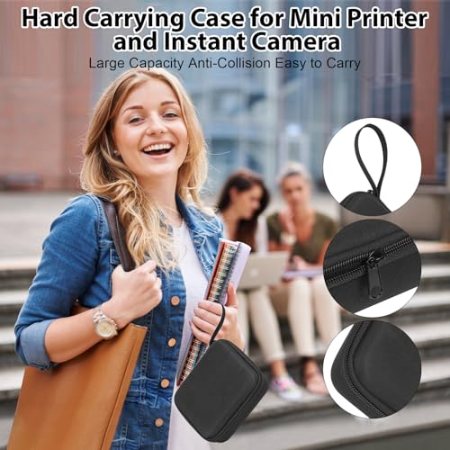 HUIJUTCHEN Mini Thermal Portable Printer for iOS&Android with Hard Protection Storage Case,Bluetooth Inkless Pocket Printer with 11 Rolls of Thermal Paper&Sticker to Print Photo Receipt DIY