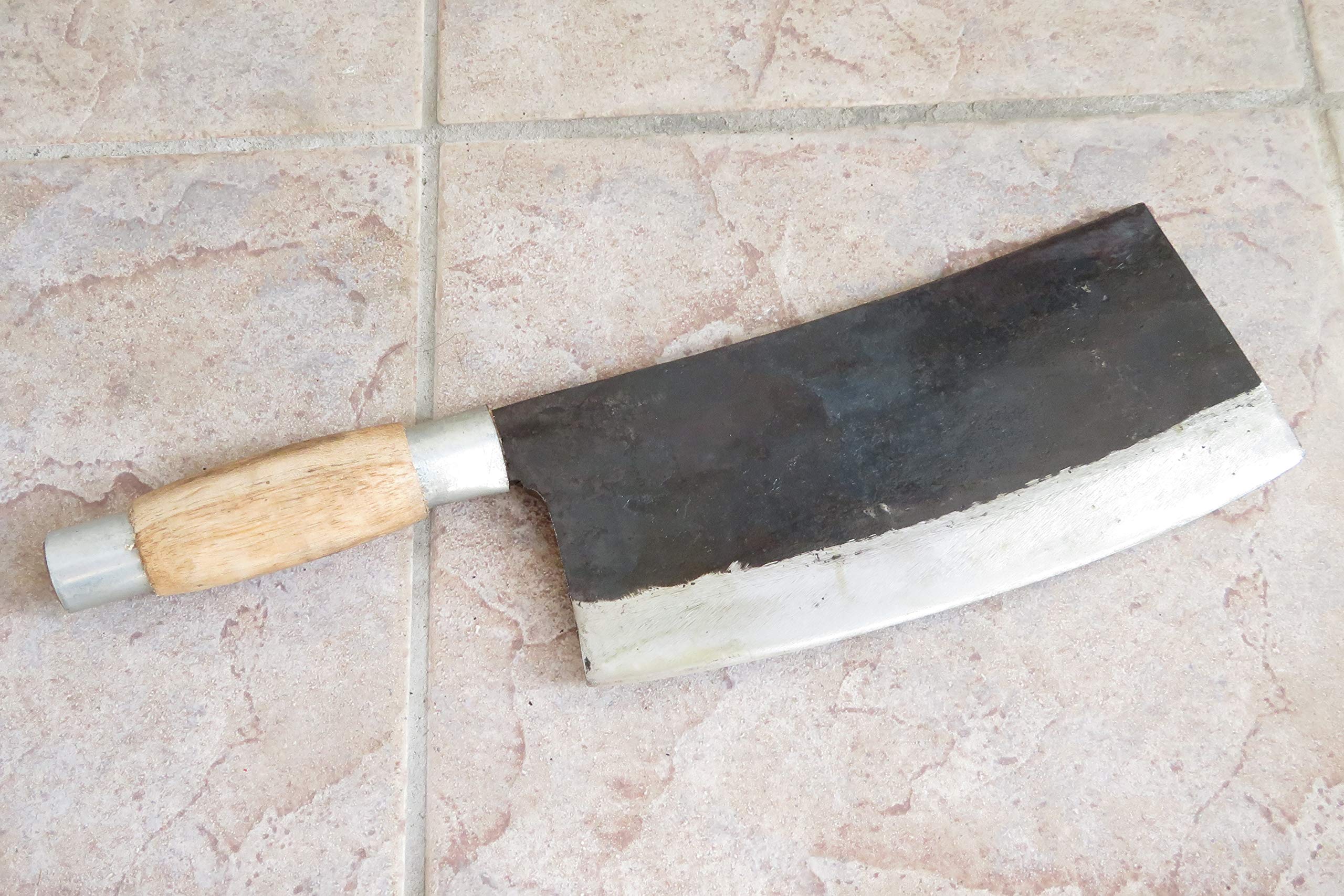 Crude - Premium Heavy Duty Cleaver Meat Chopping Knife, 9 inch, Carbon Steel, Handmade