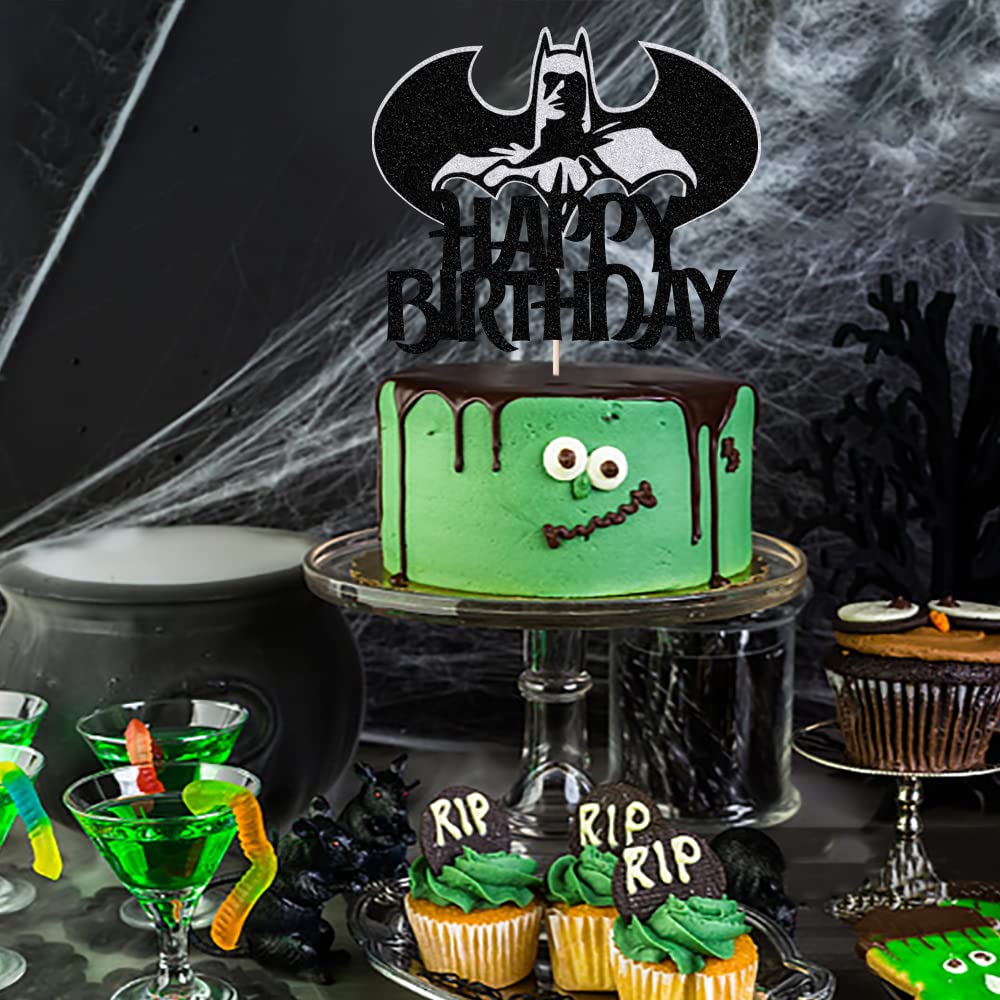 Arolykubay Bat Hero Happy Birthday Cake Topper, Kids Hero Cartoon Theme Party Cake Decoration