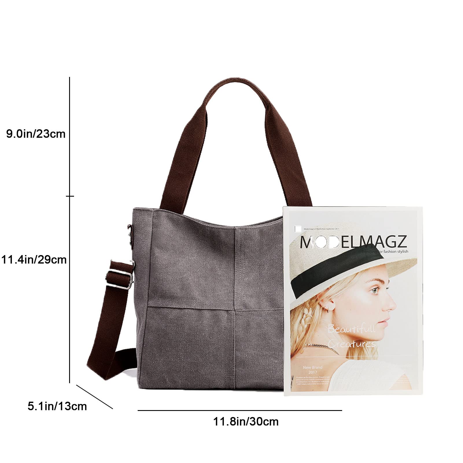 Ashioup Women Canvas Tote Bag Travel Handbag Shoulder Purse Small Crossbody Work Bag