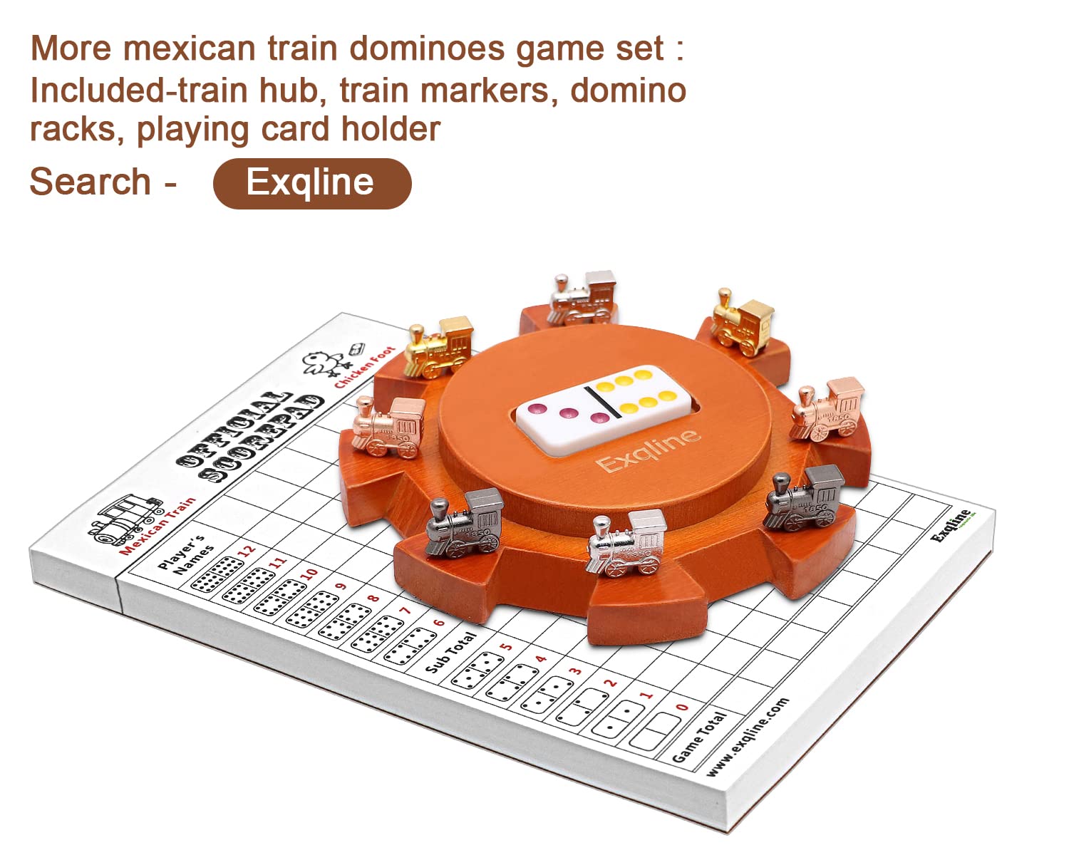 Exqline Mexican Train Score Pads, 70 Sheets Dominoes Chicken Foot and Mexican Train Score Sheets 8.3'' X 5.5'' Well-Made Large Size Paper Record Clearly and Easy to Read for Travel Gamenight