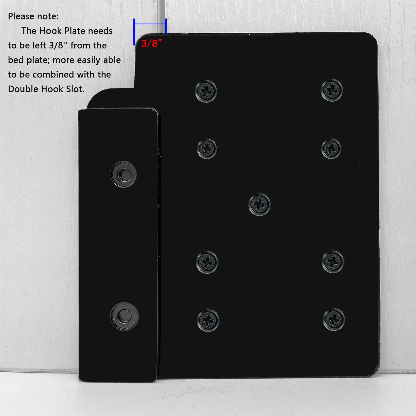 Bed Frame Post Double Hook Slot Hardware Attachment Bracket,Bed Rail Hooks Cold Rolled Steel 5''×4¼'',Thickness 2 mm, Heavy Duty for Plates Bed Accessories with Screws Included(4 Sets ) (5''×4¼'')