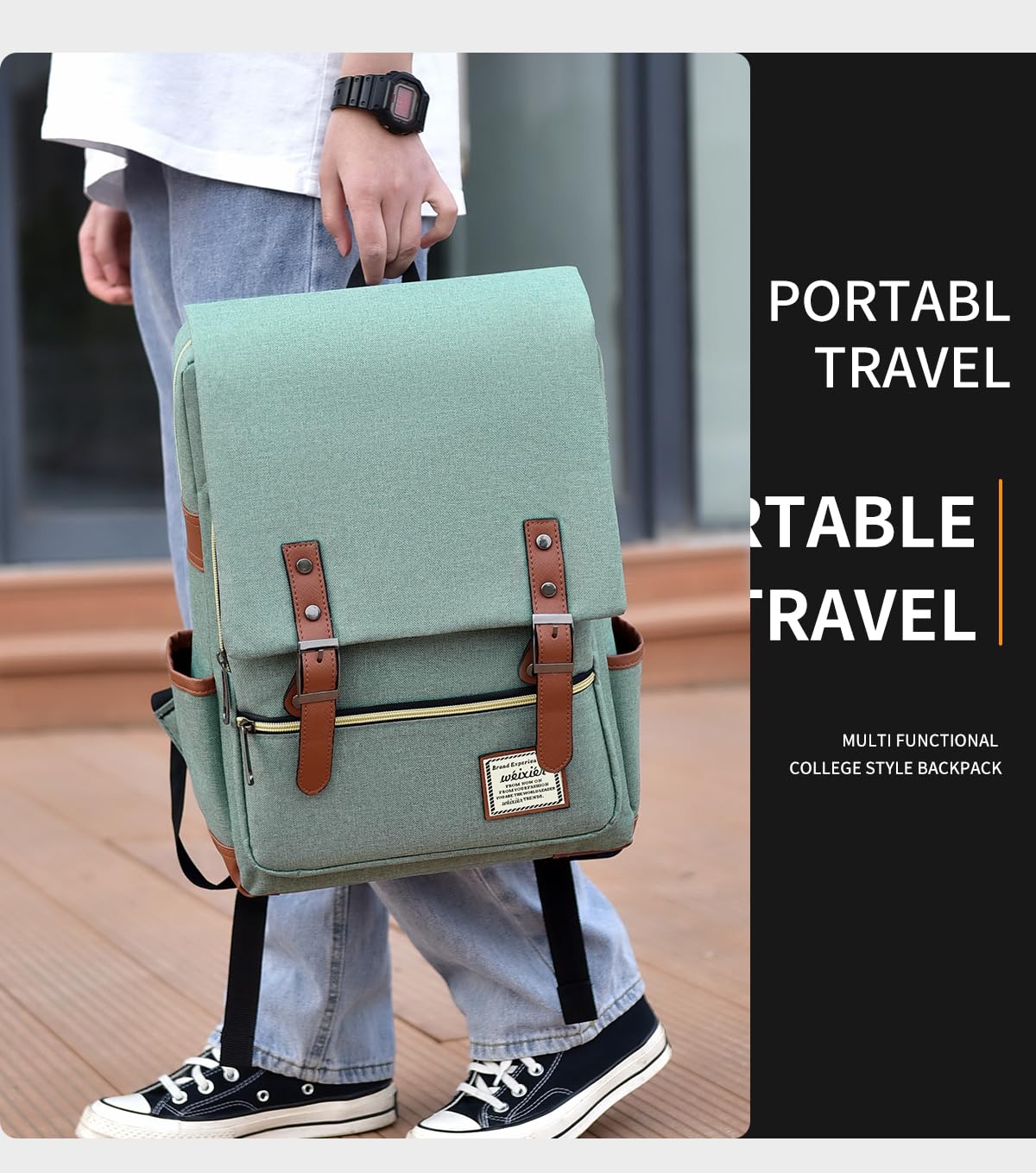 BBJMTCJTZ Weixier Unisex Casual Canvas Packpack Outdoor Travel Bags 15inch Laptop Backpack (light green)