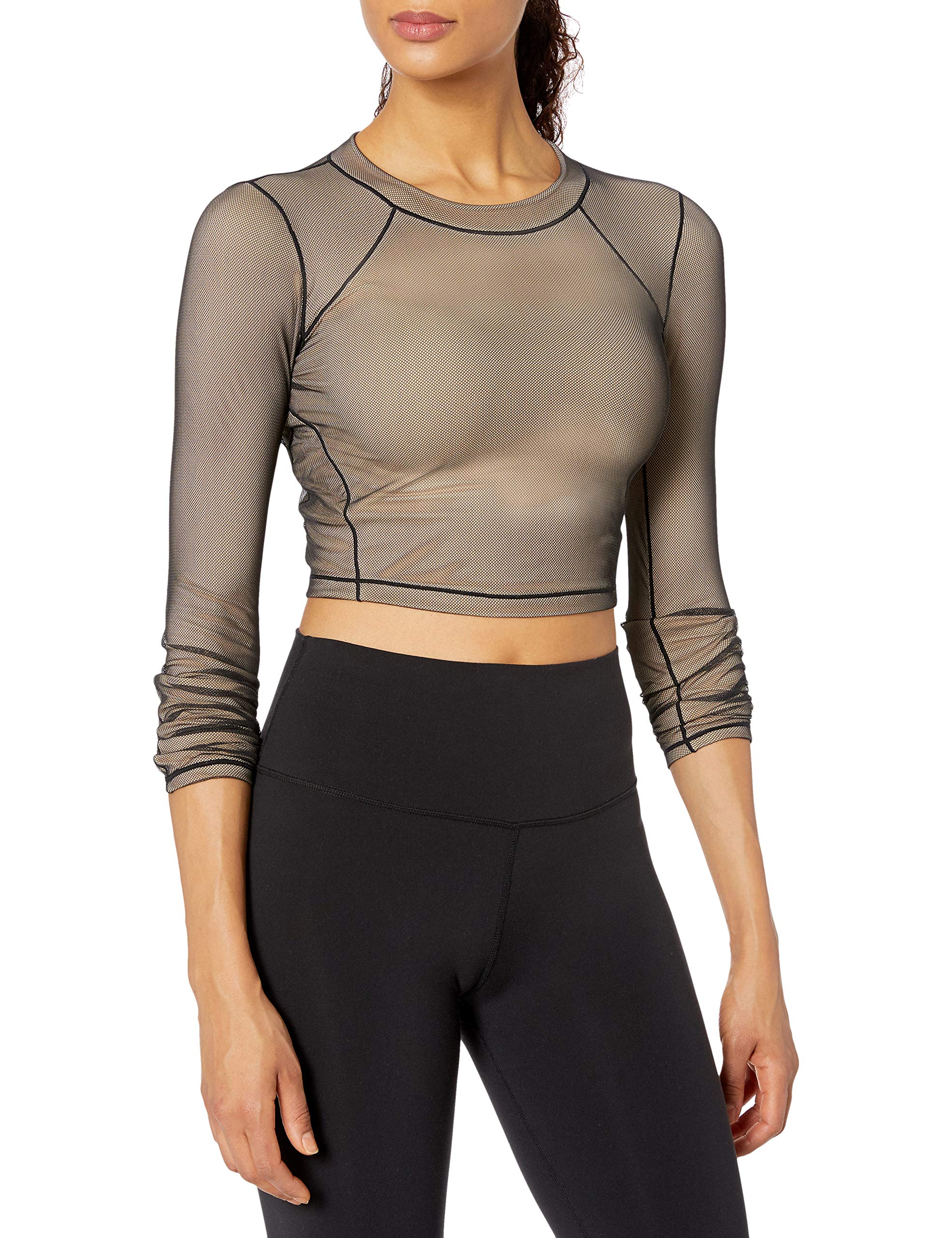 Alo Yoga Women's Vision Long Sleeve, Black/Latte, Extra Small