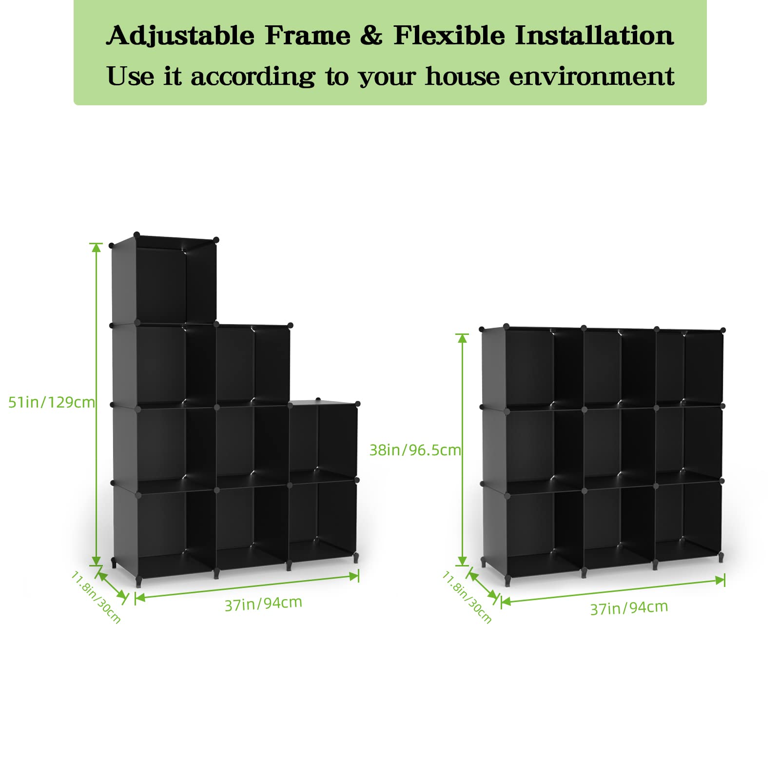 Homywish Cube Storage Organizer 9 Cube Closet Storage Shelves with Wooden Hammer DIY Closet Cabinet Room Storage Bookshelf Plastic Square Organizer Shelving for Home, Office, Bedroom,Black…