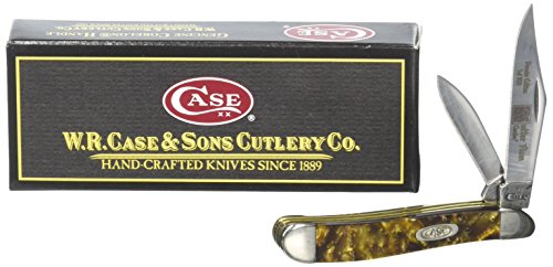 Case Cutlery 9220BR Butter Rum Corelon Peanut Pocket Knife with Stainless Steel Blades, Gold, White and Black Mixed Corelon