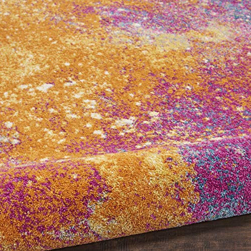 Nourison Passion Sunburst 5'3" x 7'3" Area-Rug, Modern, Abstract, Easy-Cleaning, Non Shedding, Bed Room, Living Room, Dining Room, Kitchen, (5' x 7')