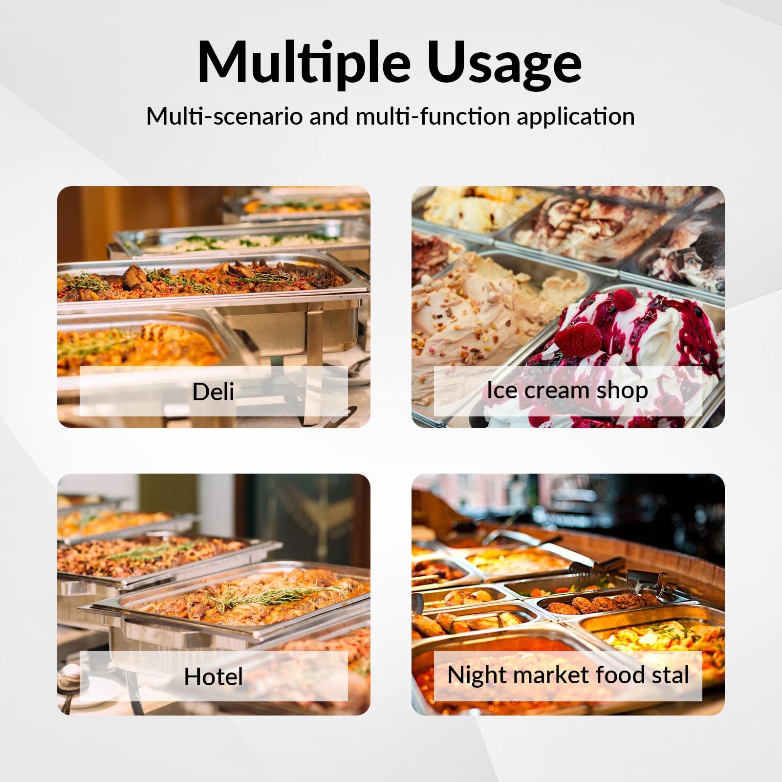 Kweetle 4 Pack Hotel Pan 4" Deep Steam Table Pan Full Size with Lid 20.9 x 12.8 x 4 inch Hotel Pan Steam Table Pans Commercial Hotel Pan Stainless Steel(4 PCS)