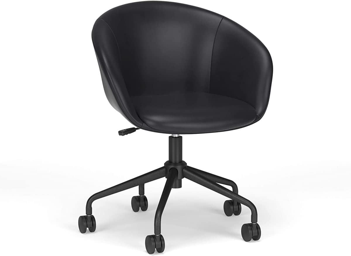 HON Basyx Monroe Upholstered Task, Office Chair, Black Bonded Leather