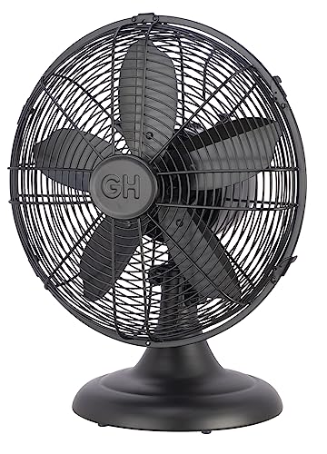 Good Housekeeping 92603 12" Retro Table Fan in Matte Black