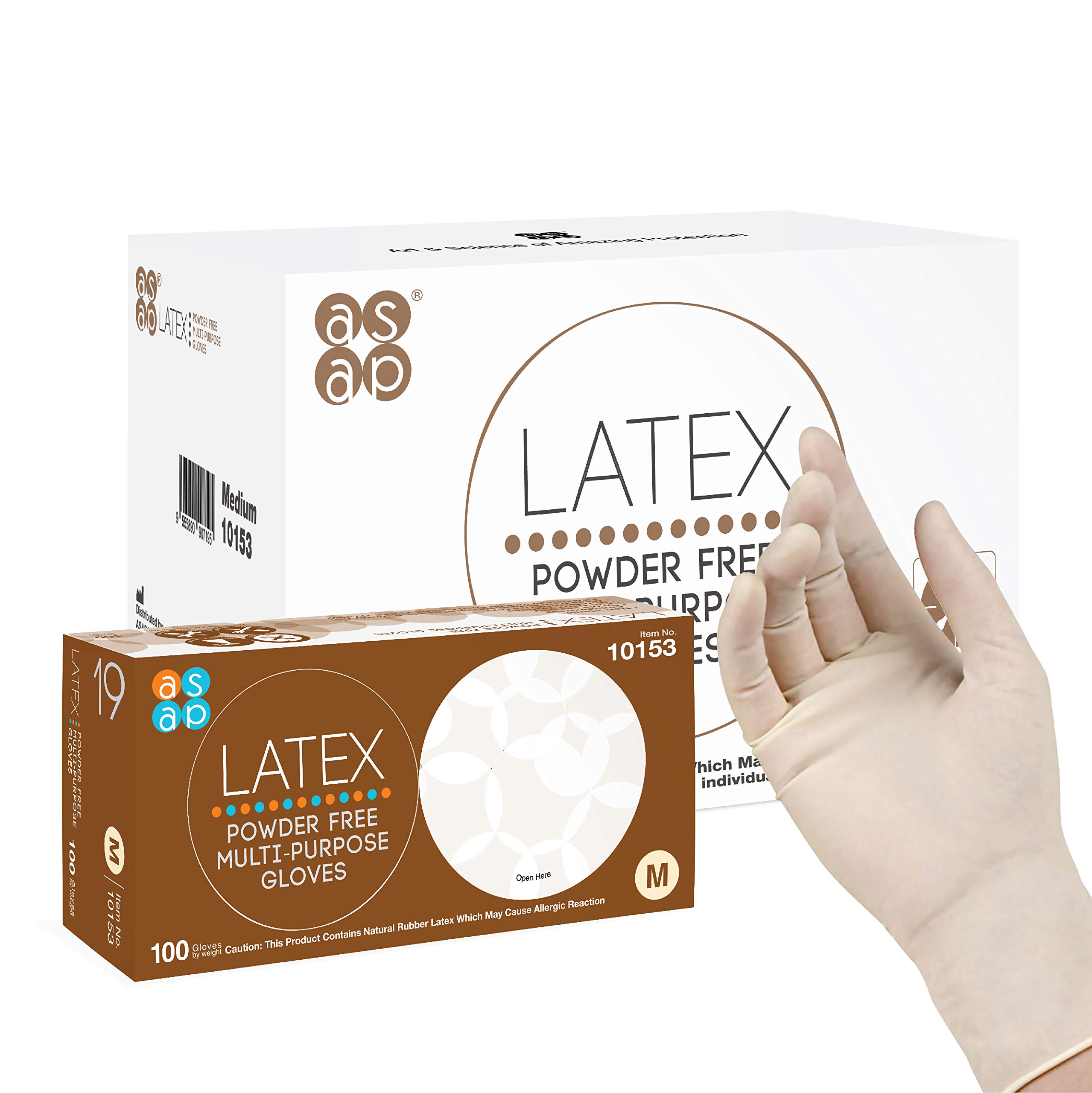 ASAP Latex Powder Free Multi-purpose Gloves, Disposable, 4.0 mil, Natural Latex (Large - Box of 100)