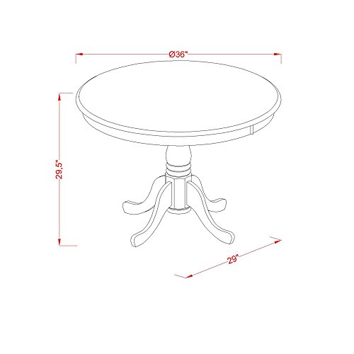 East West Furniture ANIP5-LWH-W 5 Piece Modern Set Includes a Round Kitchen Table with Pedestal and 4 Dining Room Chairs, 36x36 Inch, Linen White