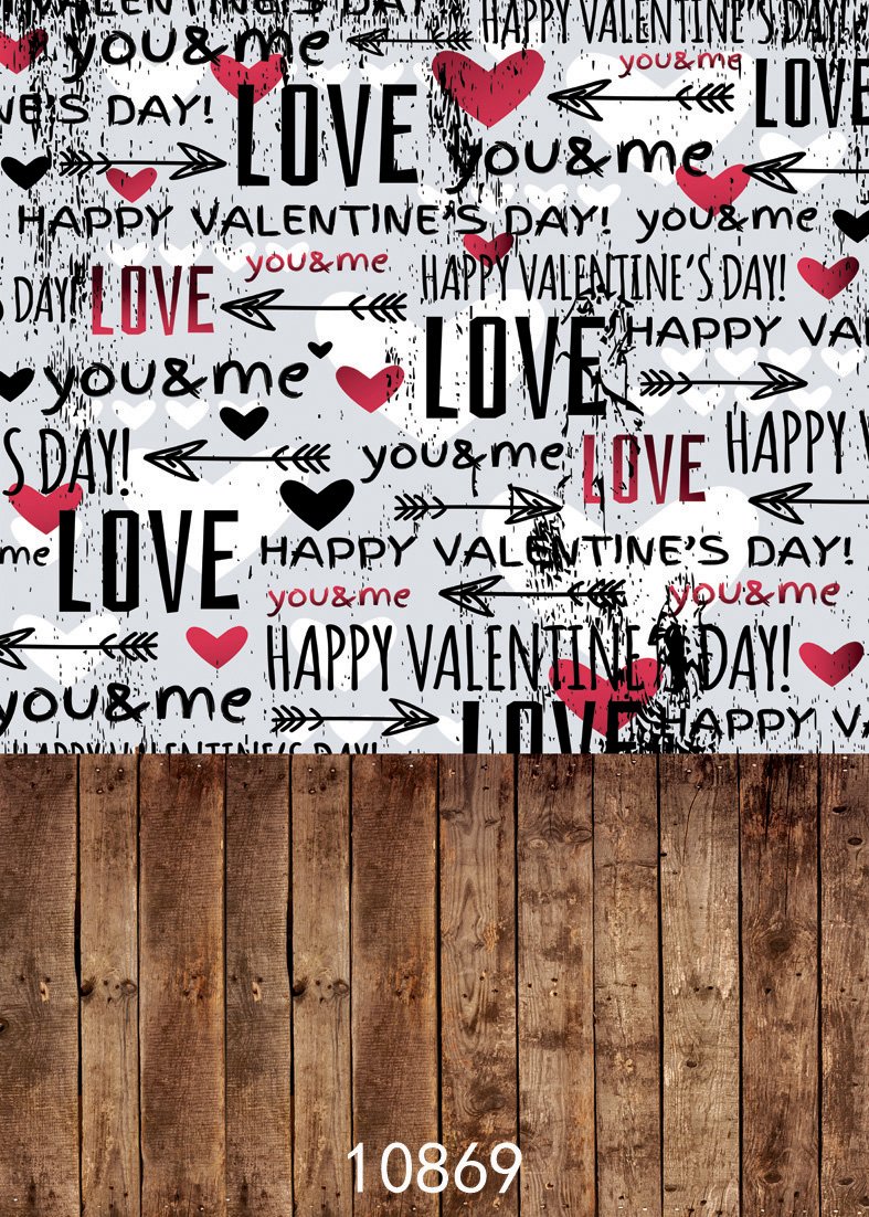 SJOLOON 5x7ft Valentines Day Backdrops for Photography Wood Floor Photography Backdrops Love for Photo Background for Party Studio Backdrop 10869