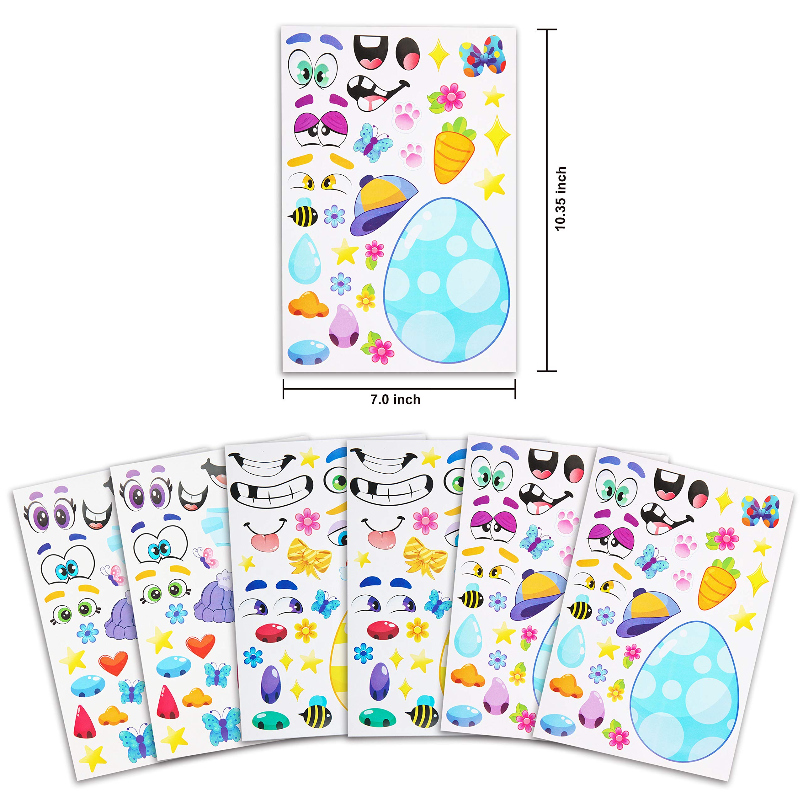 JOYIN 36 Pieces Easter Make A Face Sticker Sheets with Easter Eggs Themed Make Your Own Mix and Match Stickers Sheets, Easter Kids Party Favor Supplies Crafts