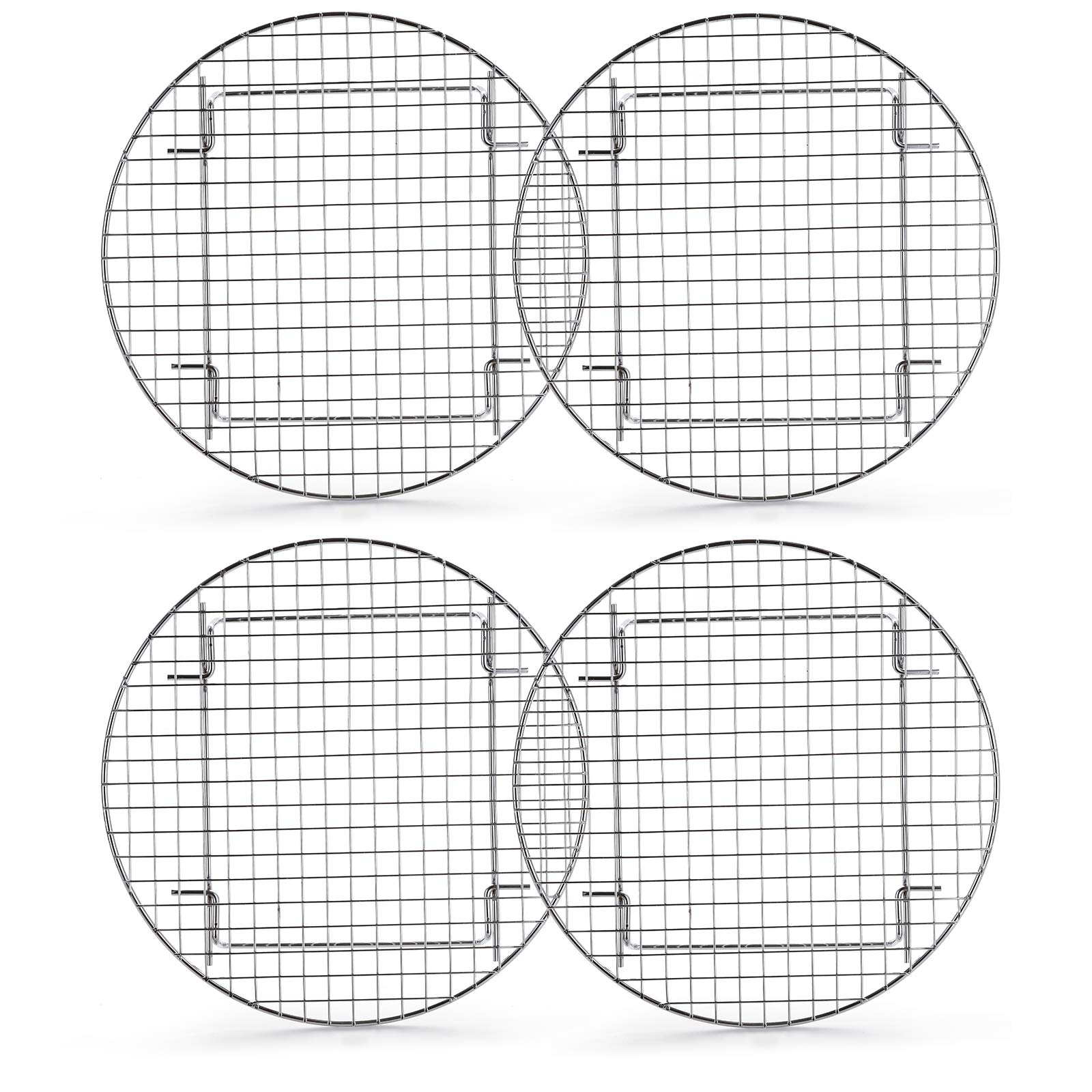 Foraineam 4 Pack 10.5 inch Steamer Rack Round Grilling Rack for Cooling Steaming Baking Cooking, Lifting Food in Pots, Cake Pan, Pressure Cooker and Oven
