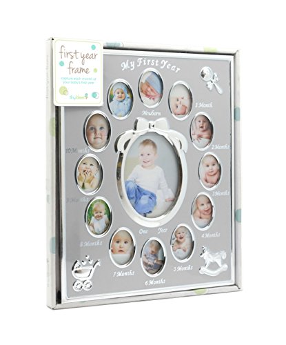 tiny ideas Baby's My First Year 12-Month Picture Frame, Silver