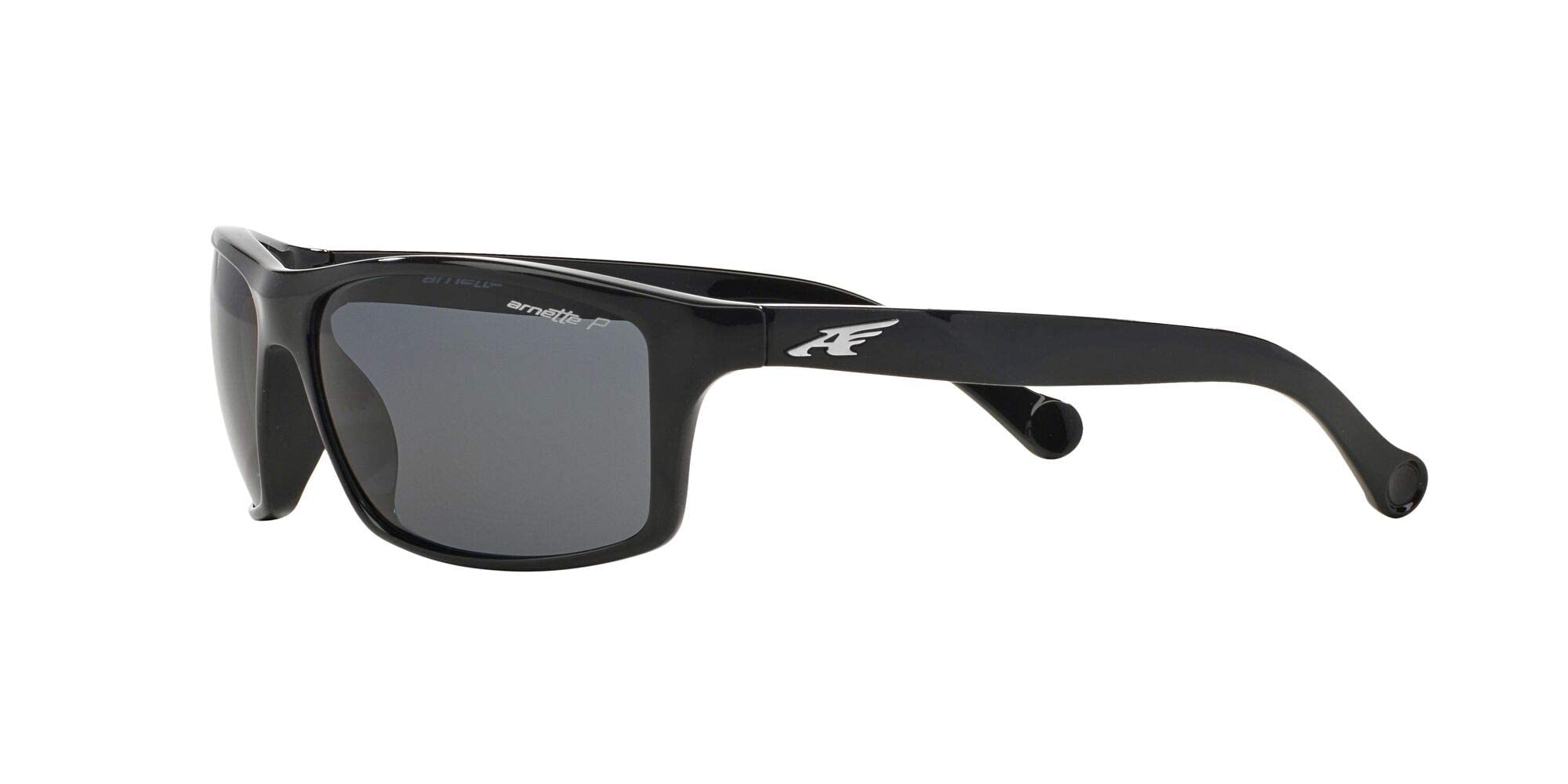 Arnette AN4207 Boiler Rectangular Sunglasses, Black/Grey Polarized, 61 mm