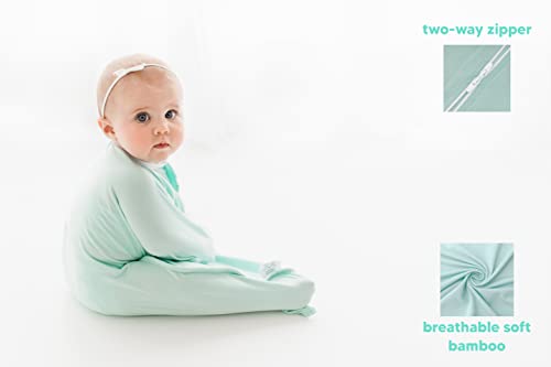Transition Swaddle - Baby Wearable Blanket - Baby Sleep Sack with 2-Way Zipper - 95% Bamboo Viscose Fiber/5% Spandex - TOG 0.5 - Cozy Sleep Wrap designed by a pediatric (Soft Mint, Medium 6-12 Month)