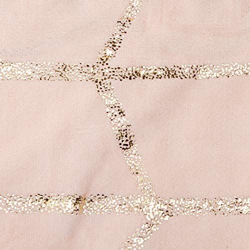 Sleep Philosophy True North Raina Electric Blanket Plush Throws-Low EMF-50" x 60"-Metallic Geometric Print Cozy Soft-3-Setting Heat Controller-5 Years Warranty, 50X60 Inches, Blush