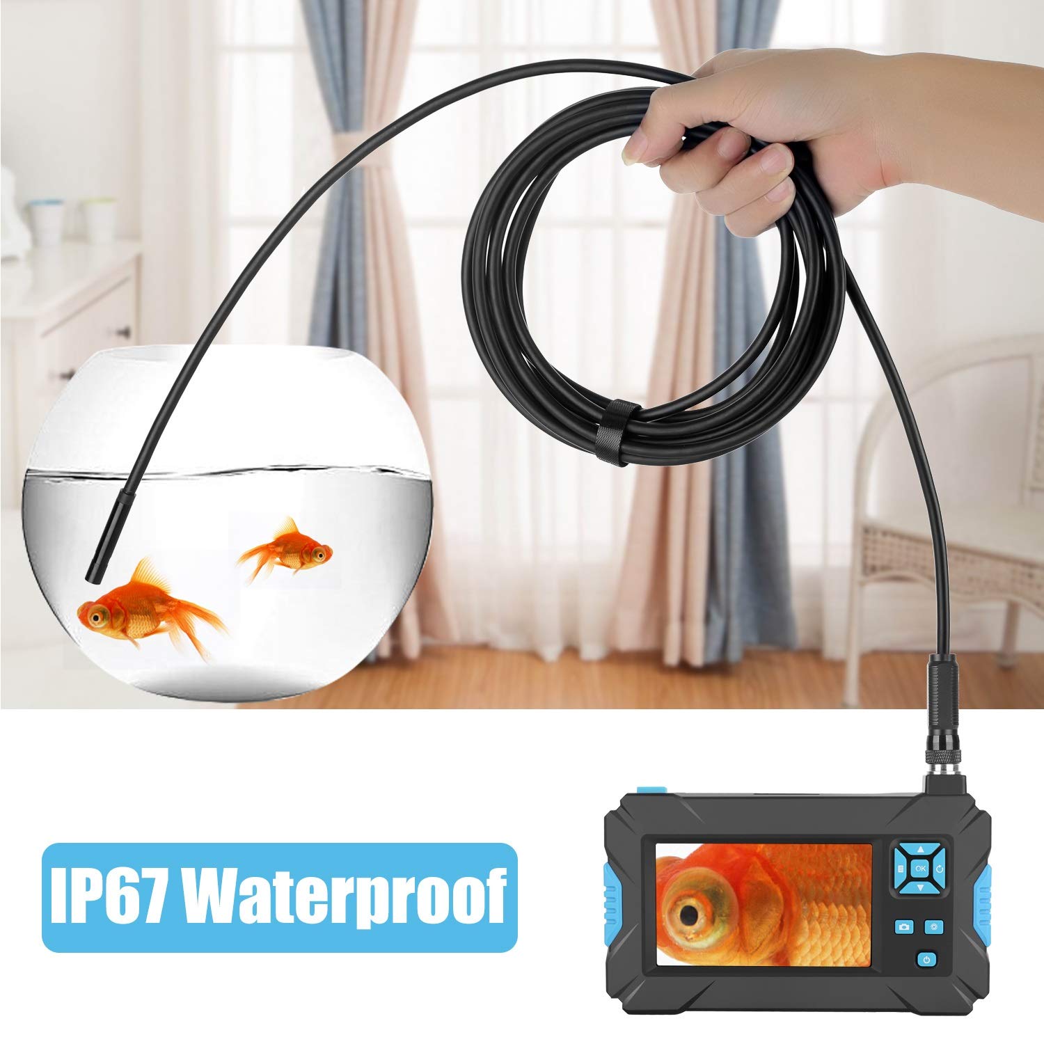 BHVXW New Industrial Endoscope 5.5mm Handheld Borescope 6 LEDs 4.3inch Camera 1080P Video Car Inspection Camera Endoscope (Size : 2M)