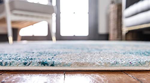 Unique Loom Positano Collection Coastal Modern Coral Lobster Shells Light Blue Area Rug (5' x 8')