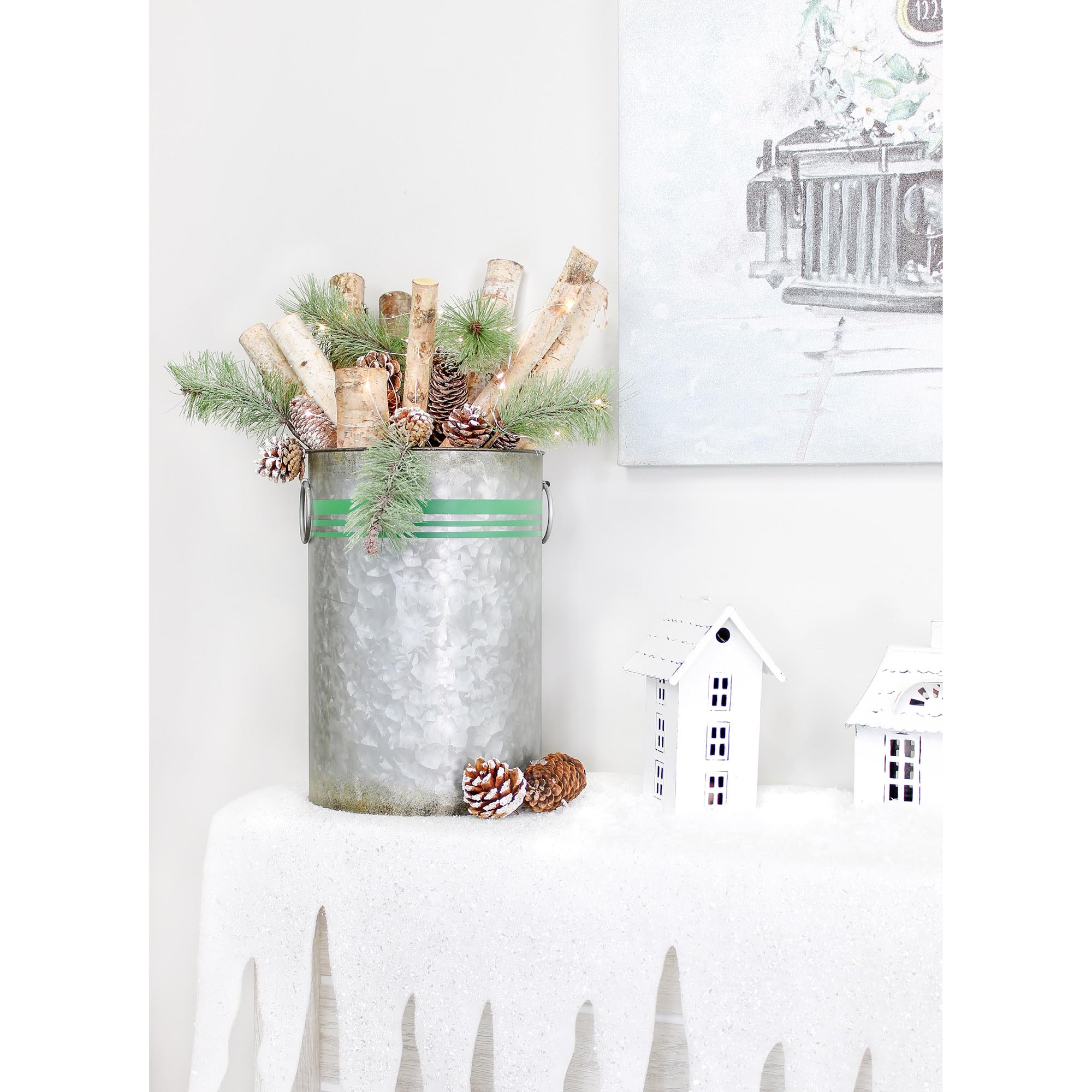 AuldHome Pine Cone Picks (6-Pack); Frosted Evergreen Christmas Decor Floral Stems for Wreaths, Vases and Holiday Arrangements