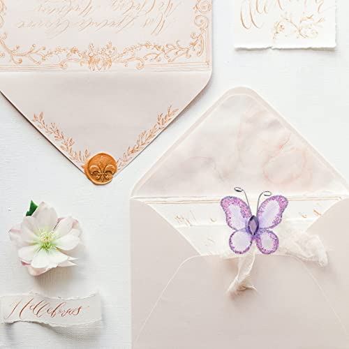 Sheer Mesh Wire Glitter Butterfly, Wedding Decorative Butterflies Decors with Gem, Craft Organza Butterflies for DIY Craft Wedding Home Decor, 50pcs