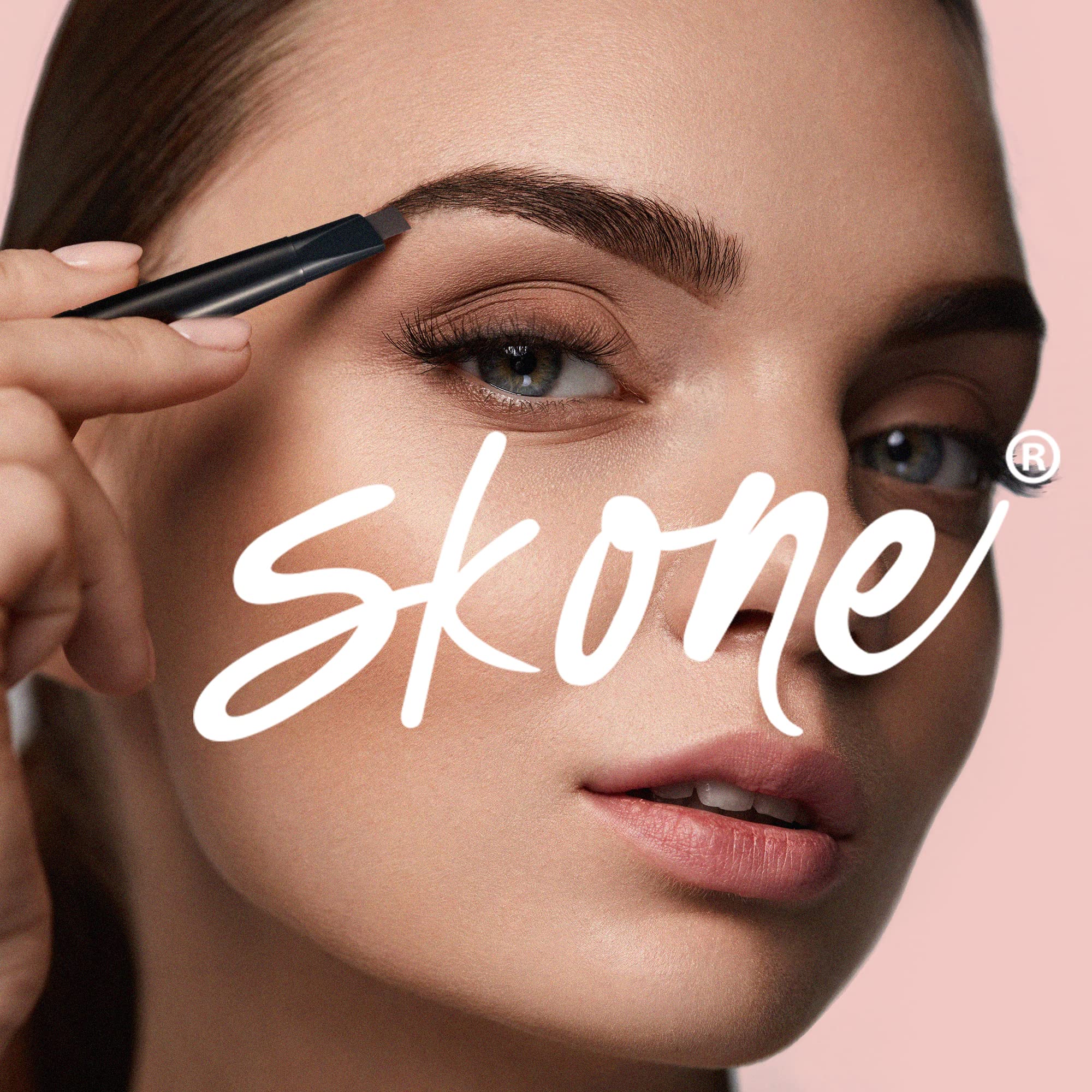 Skone Cosmetics The Original Brow Wand Eyebrow Pencil with Brush - Dual-Sided Retractable Waterproof Long-Lasting Brown Eye Brow Pencils for Women with Sleek Eyebrows - Chocolate for Brunettes
