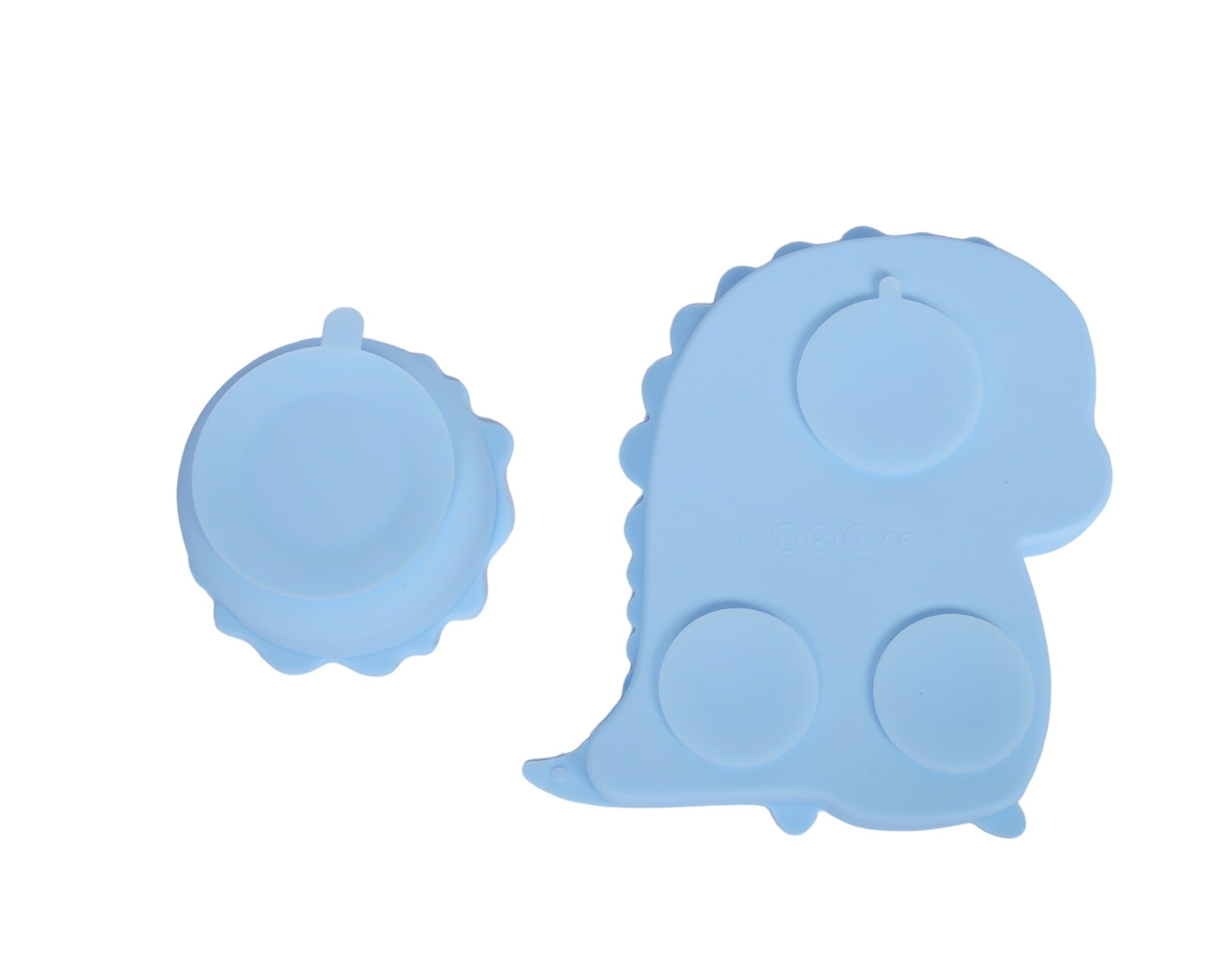 Silicone Baby Feeding Set, Baby Led Weaning Supplies, Eating Essentials Utensils with Suction Plate and Bowl, Pocket Bib, Sippy Cup with Lid, Forks Spoons Snack Container (Tropical Blue) 6M +