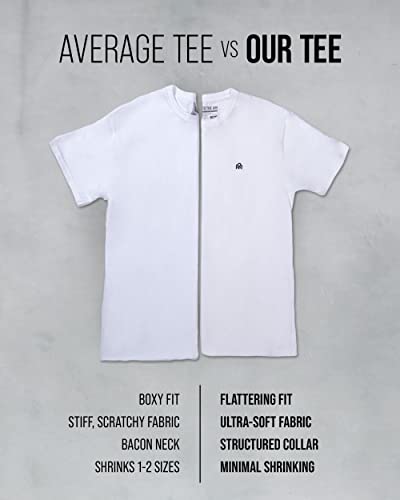 INTO THE AM Premium Men's Fitted Crew Neck Basic Tees - Modern Fit Fresh Classic Short Sleeve Logo T-Shirts for Men (Black, Large)