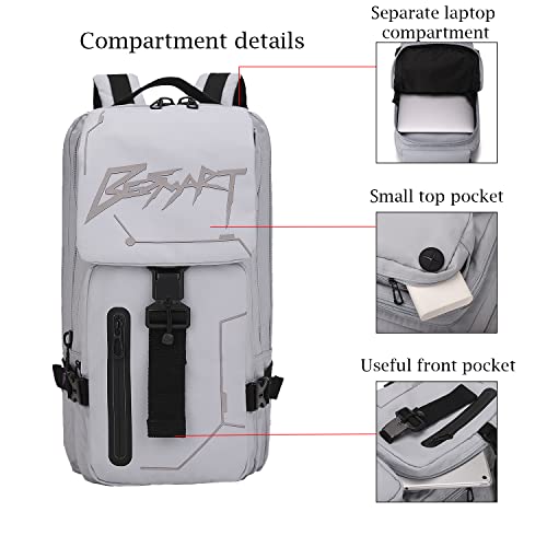 BE SMART Hiking Outdoor Travel Backpack with Design, Water-Resistant Laptop Daypack Book Bag with Multi-Layer for Men & Woman (Antarctic Blue)